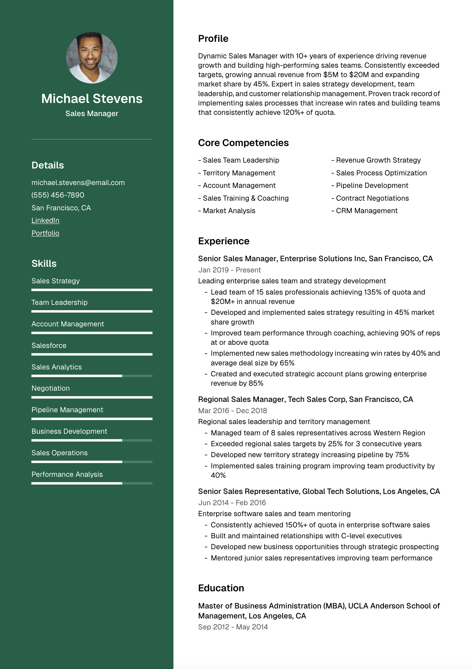 Sales Manager Resume Example, Skills, and Keywords | UseResume