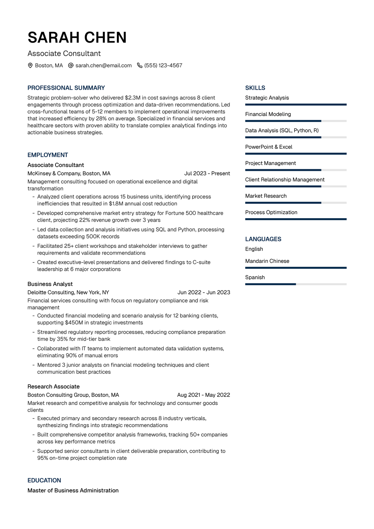 Associate Consultant Resume Example & Writing Guide | UseResume