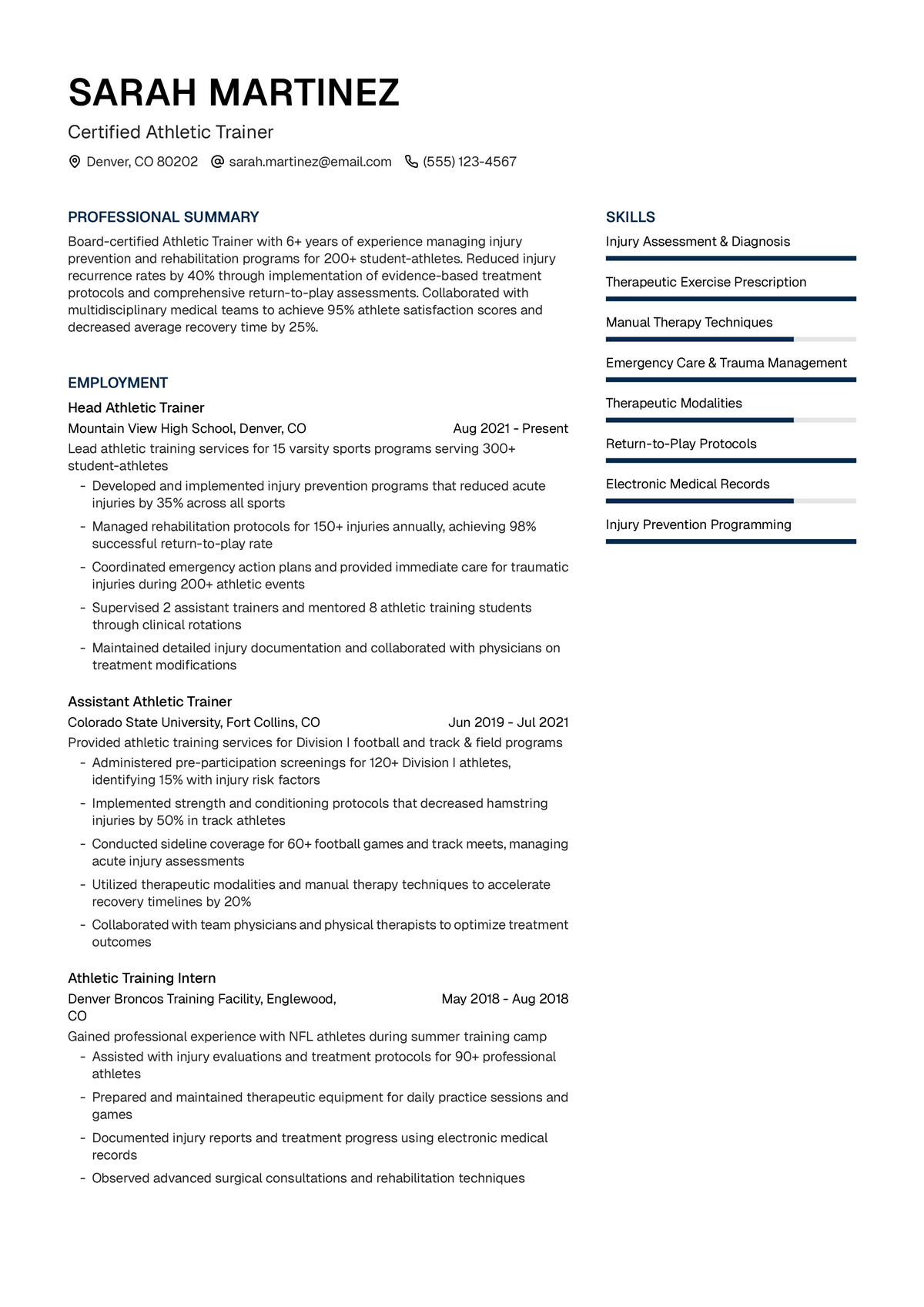 Athletic Trainer Resume Example & Writing Guide | UseResume