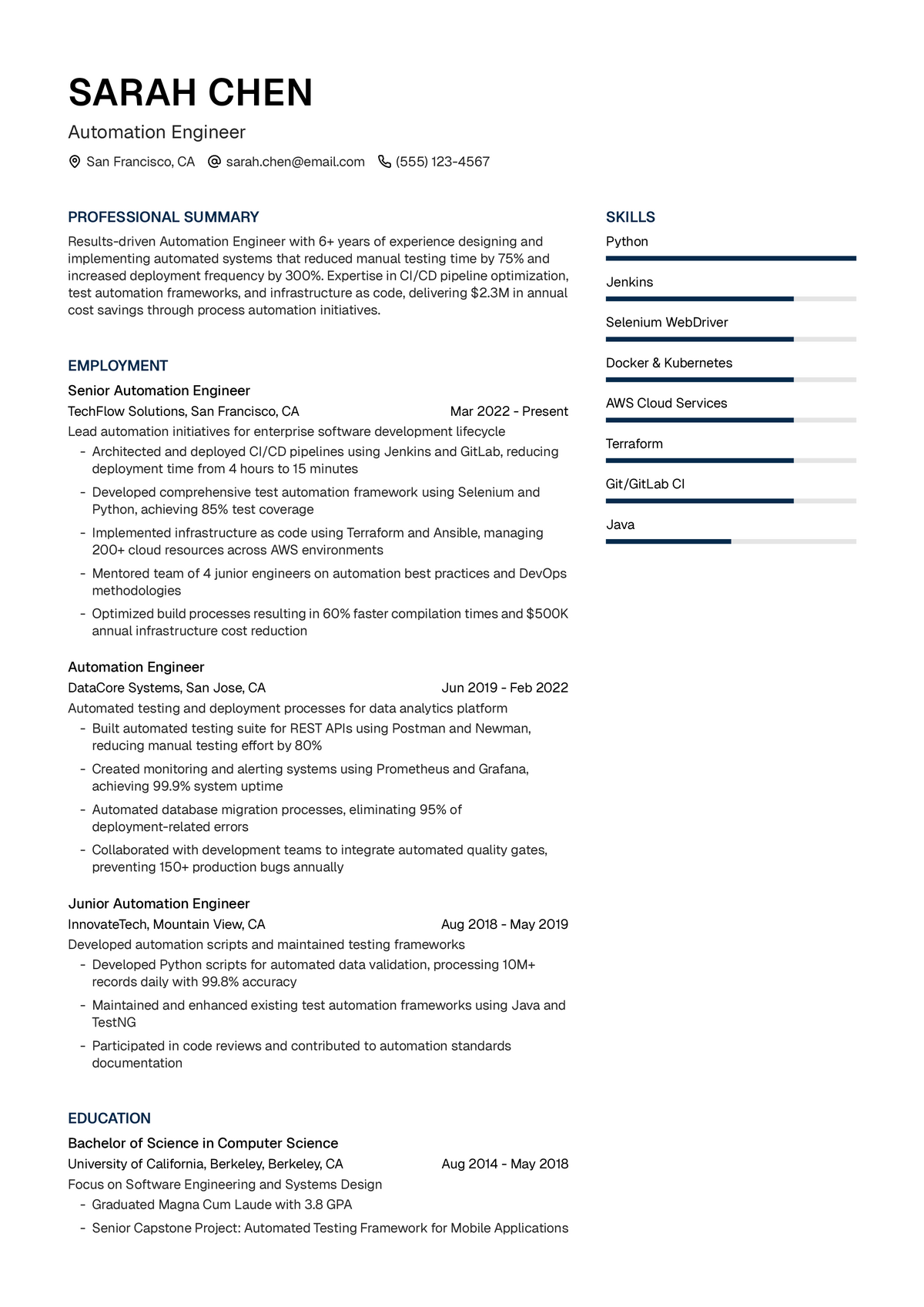Automation Engineer Resume Example & Writing Guide | UseResume
