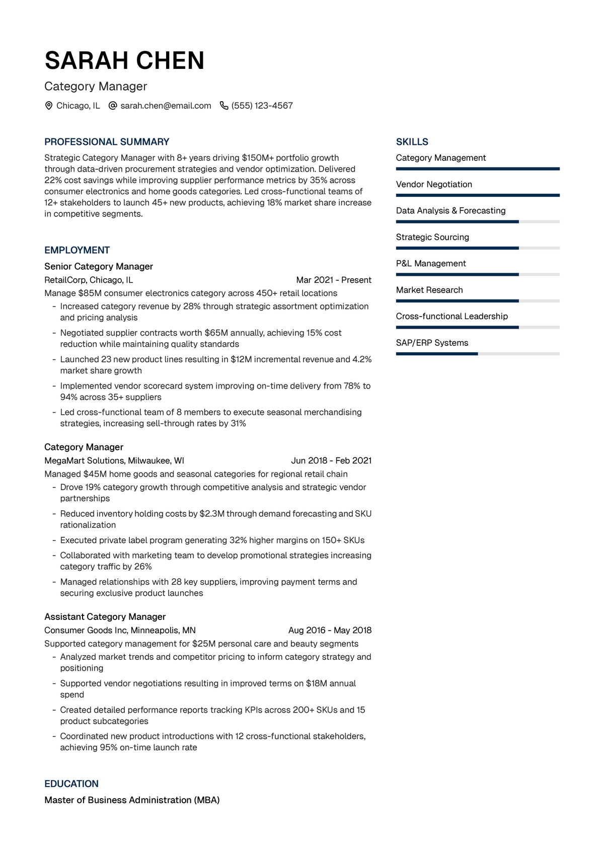 Category Manager Resume Example & Writing Guide | UseResume AI ...