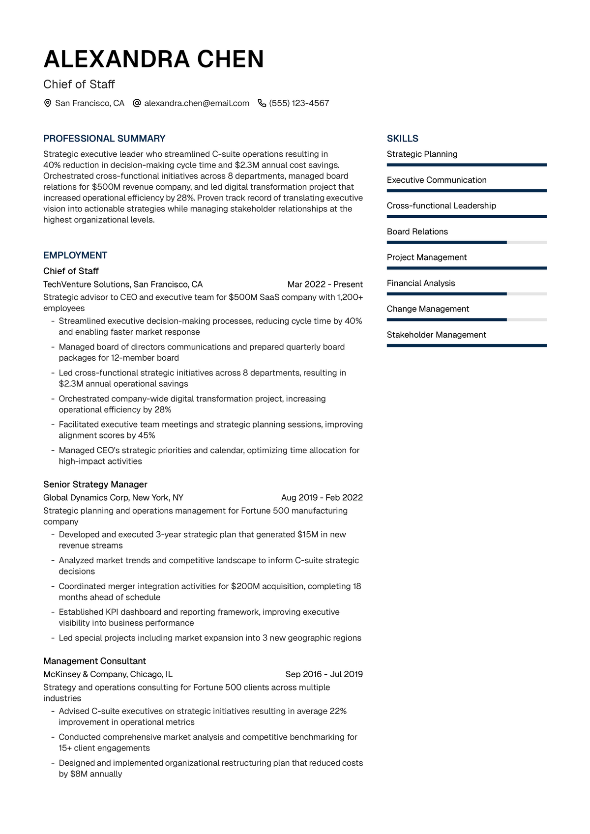 Chief of Staff Resume Example & Writing Guide | UseResume