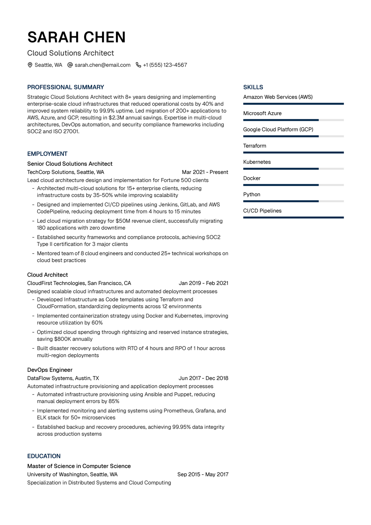 Cloud Solutions Architect Resume Example & Writing Guide | UseResume AI ...