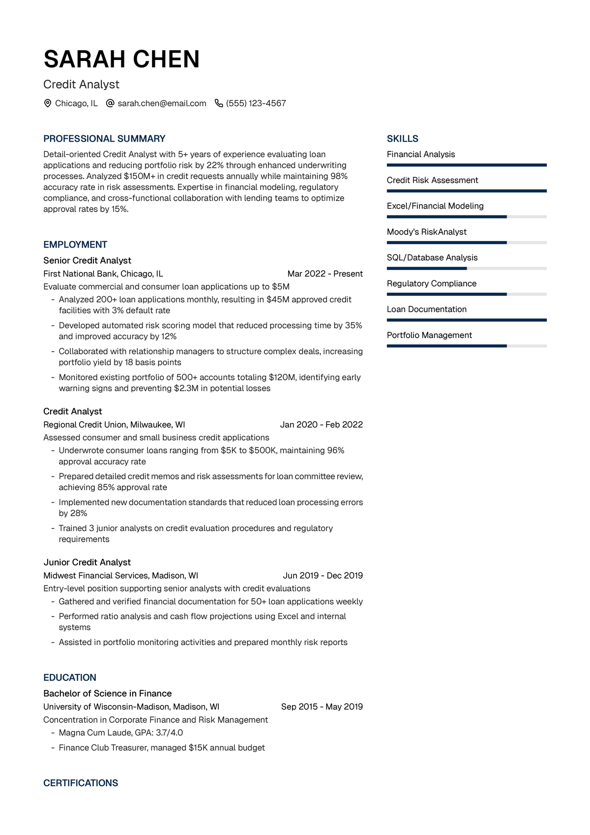 Credit Analyst Resume Example & Writing Guide | UseResume AI | UseResume AI