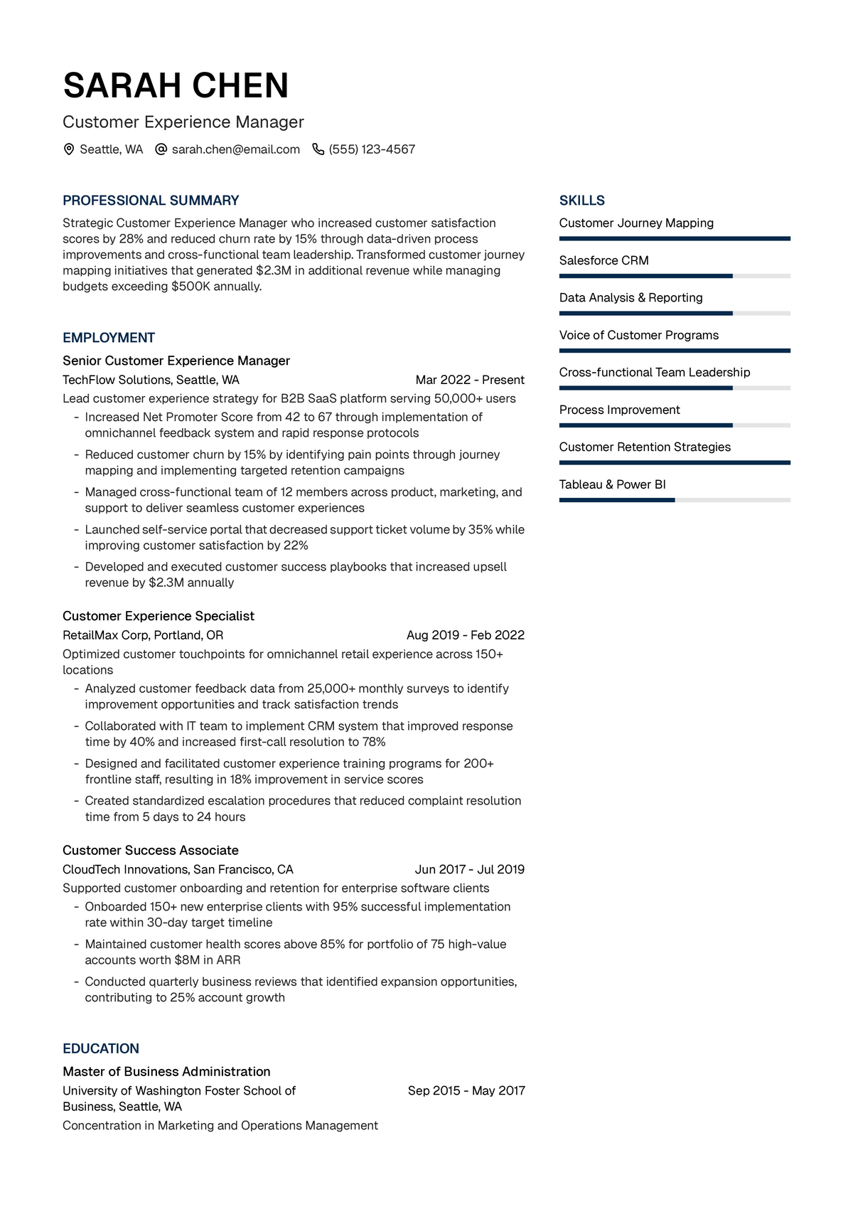 Customer Experience Manager Resume Example & Writing Guide | UseResume