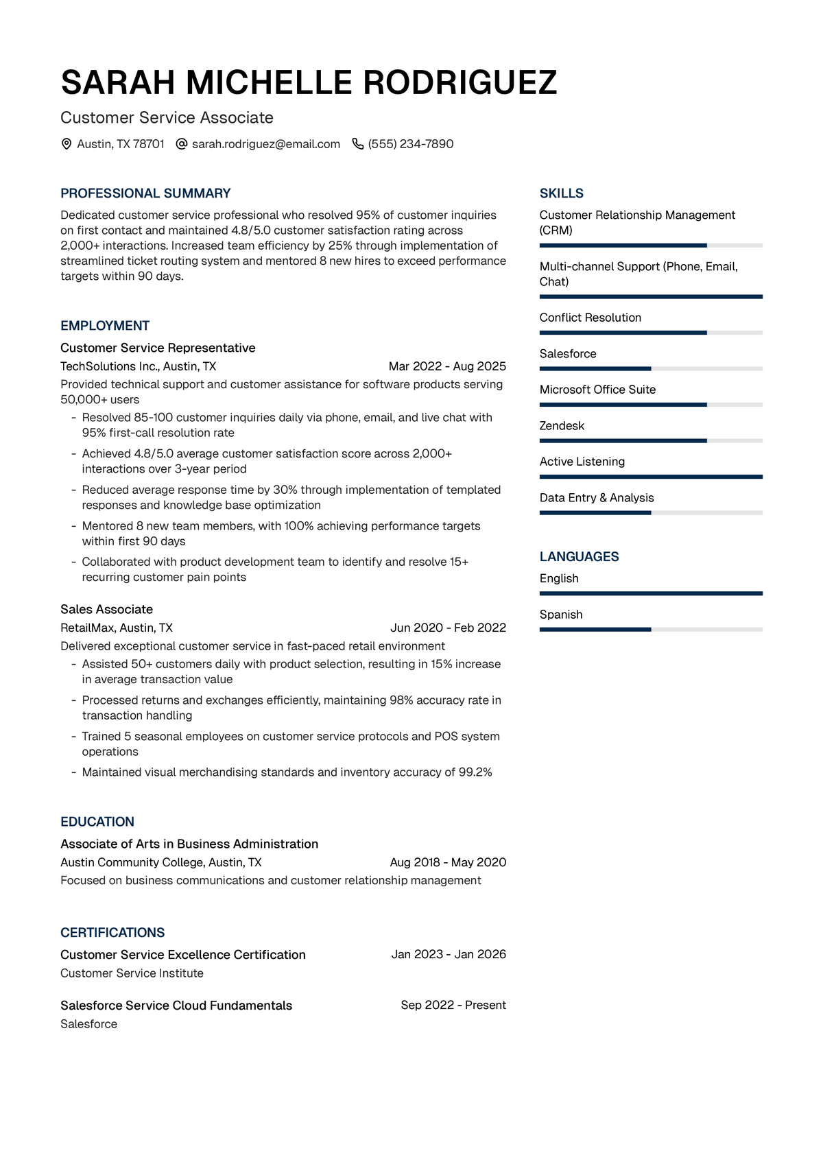 Customer Service Associate Resume Example & Writing Guide | UseResume