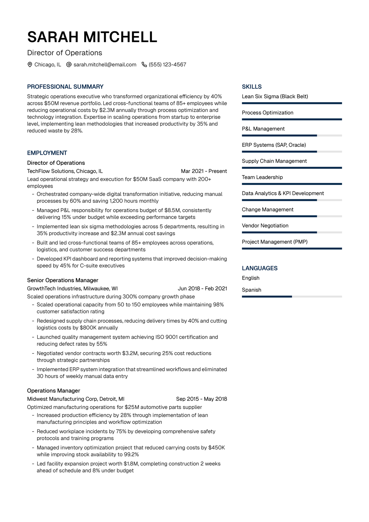 Director of Operations Resume Example & Writing Guide | UseResume
