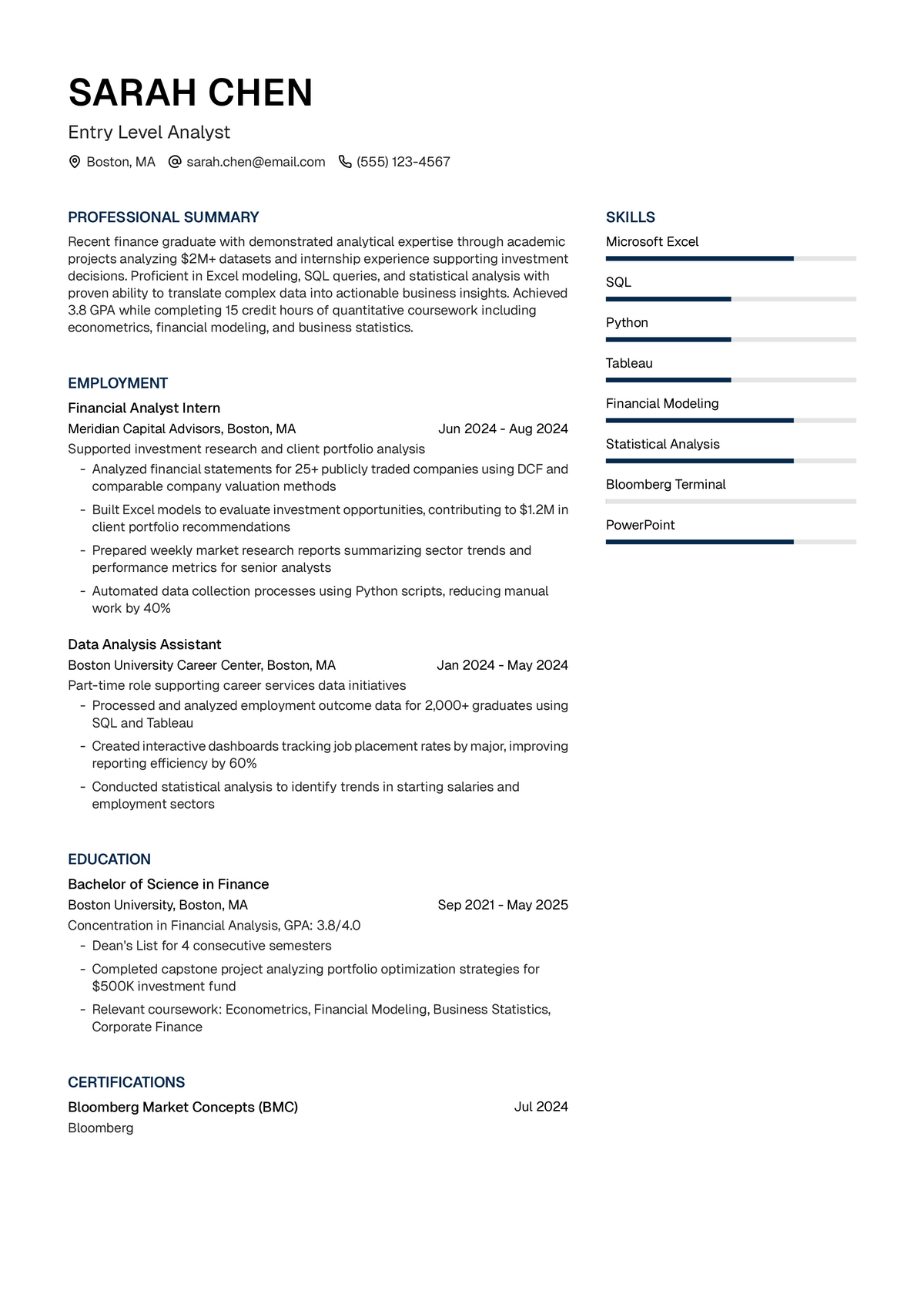 Entry Level Analyst Resume Example & Writing Guide | UseResume