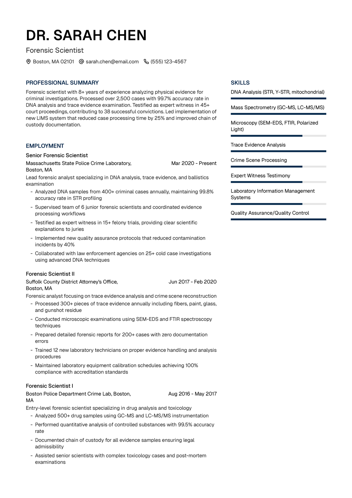 Forensic Scientist Resume Example & Writing Guide | UseResume