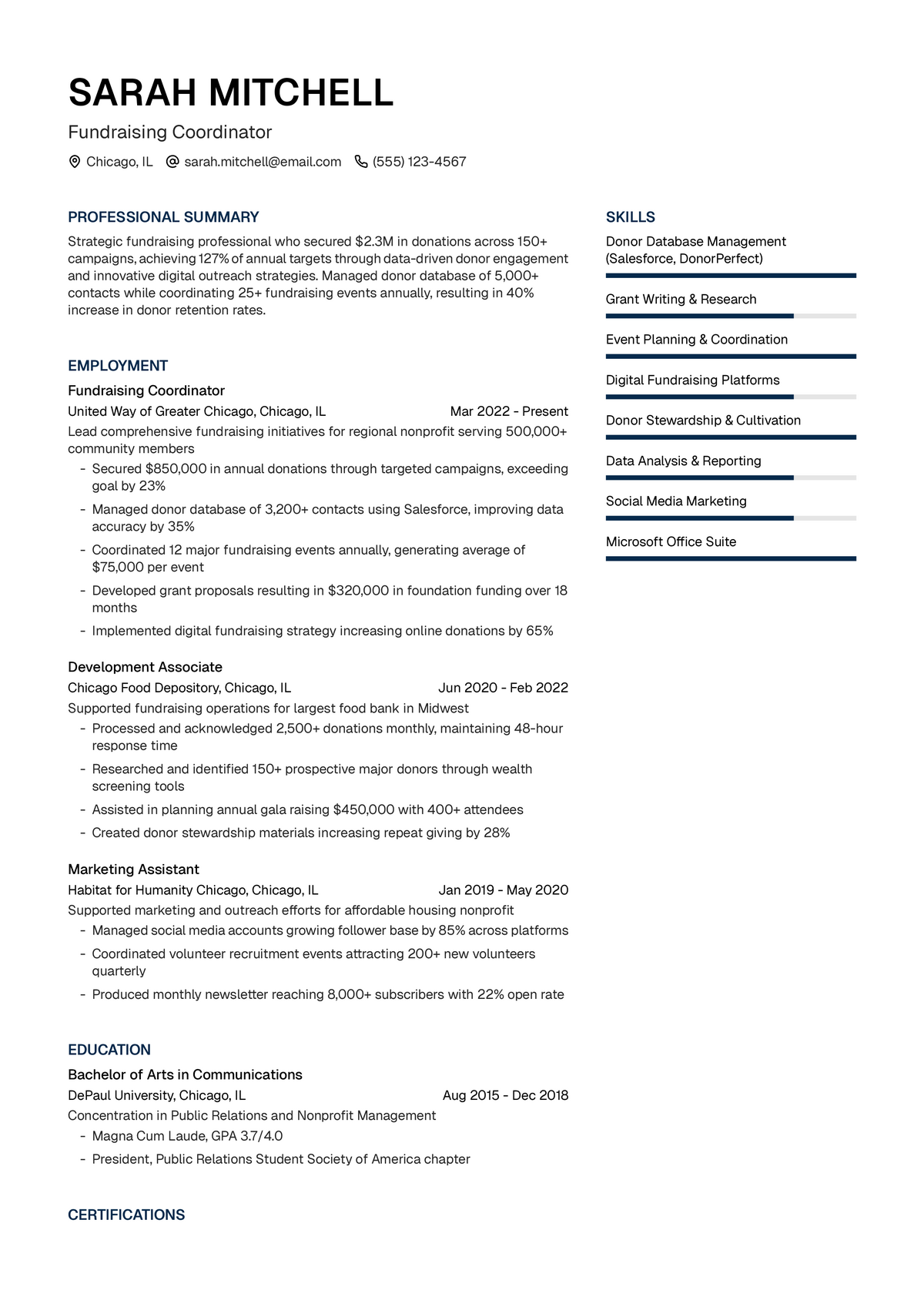 Fundraising Coordinator Resume Example & Writing Guide | UseResume AI ...