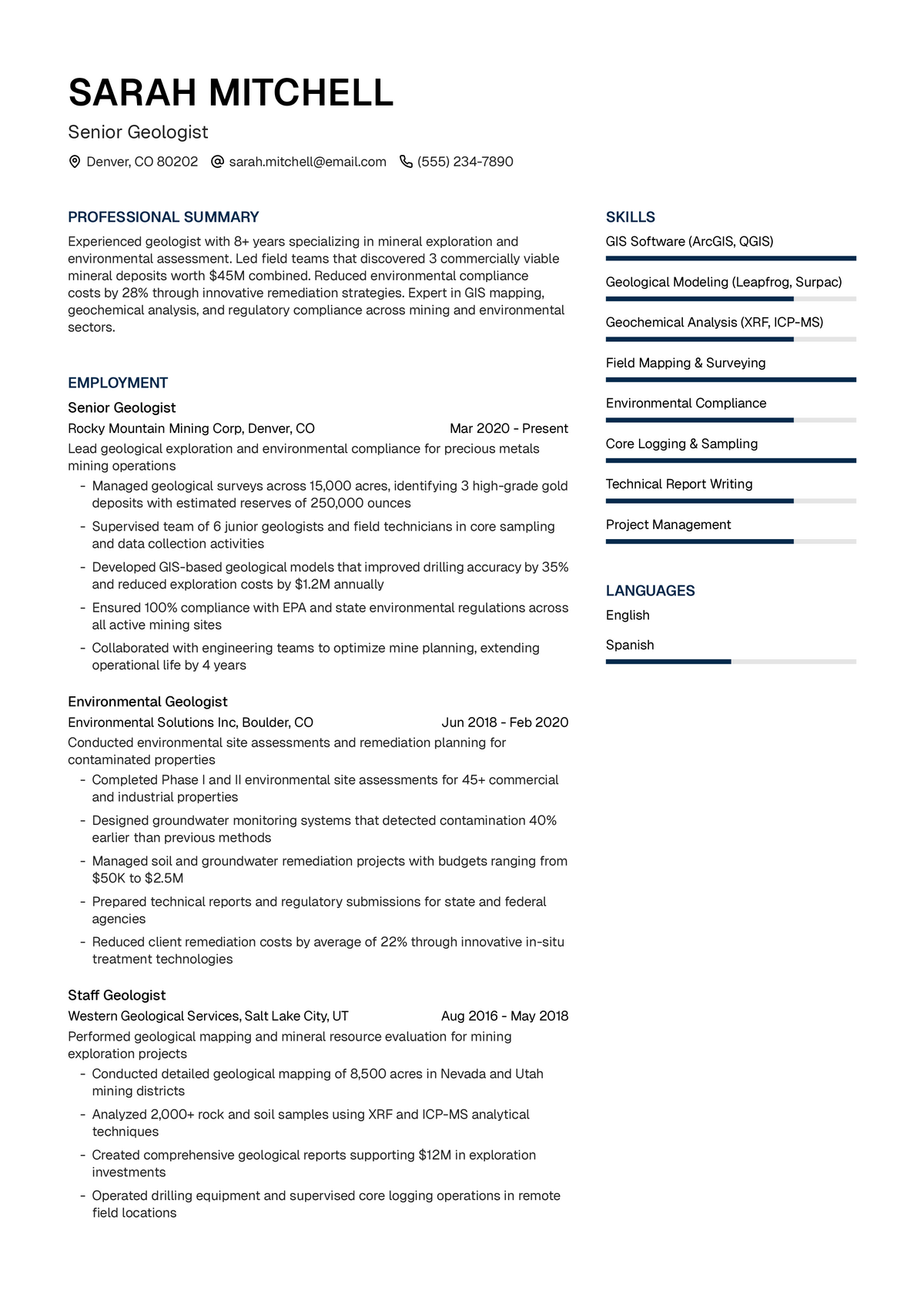 Geologist Resume Example & Writing Guide | UseResume