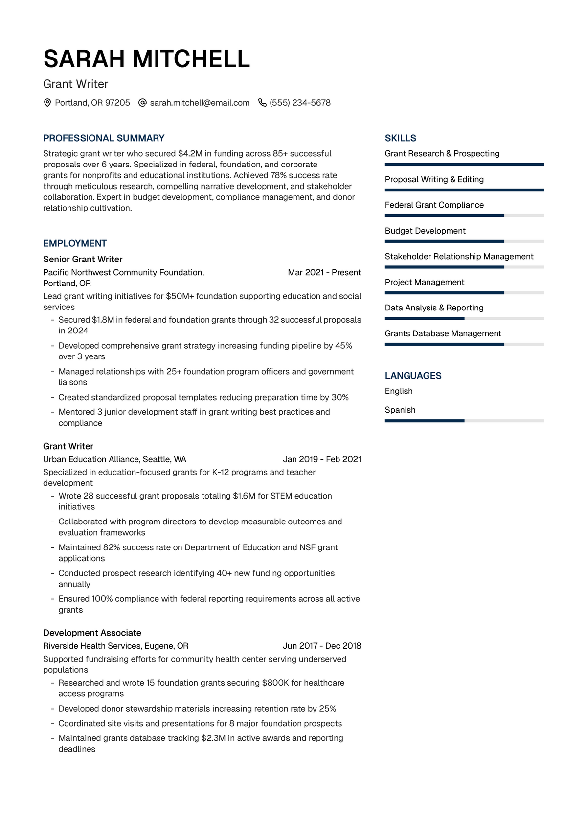 Grant Writer Resume Example & Writing Guide | UseResume