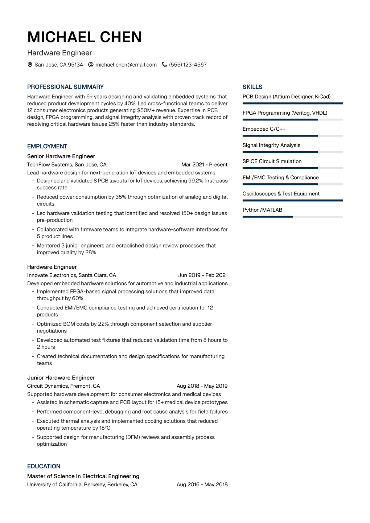 Hardware Engineer Resume Example & Writing Guide | UseResume