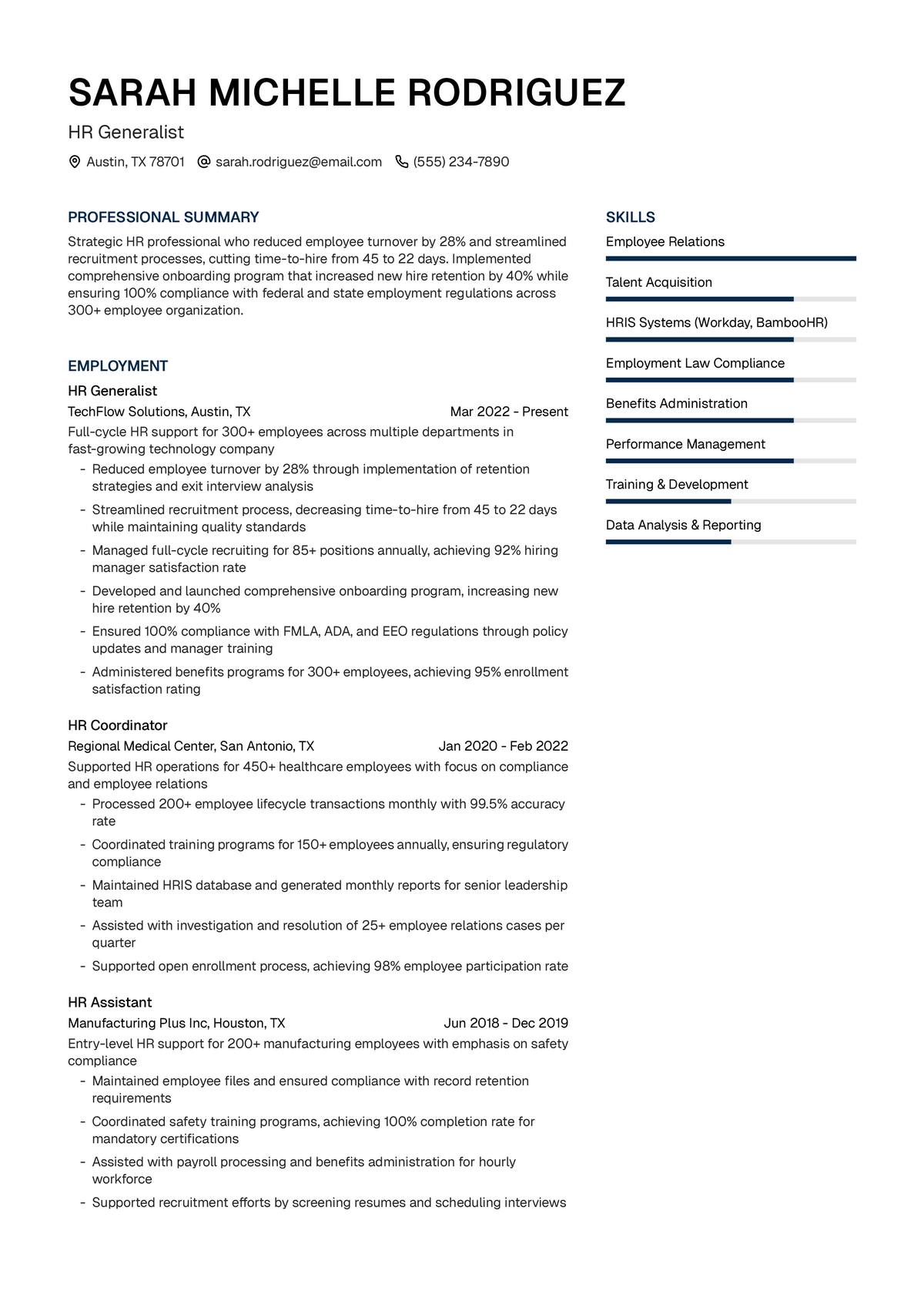 HR Generalist Resume Example & Writing Guide | UseResume