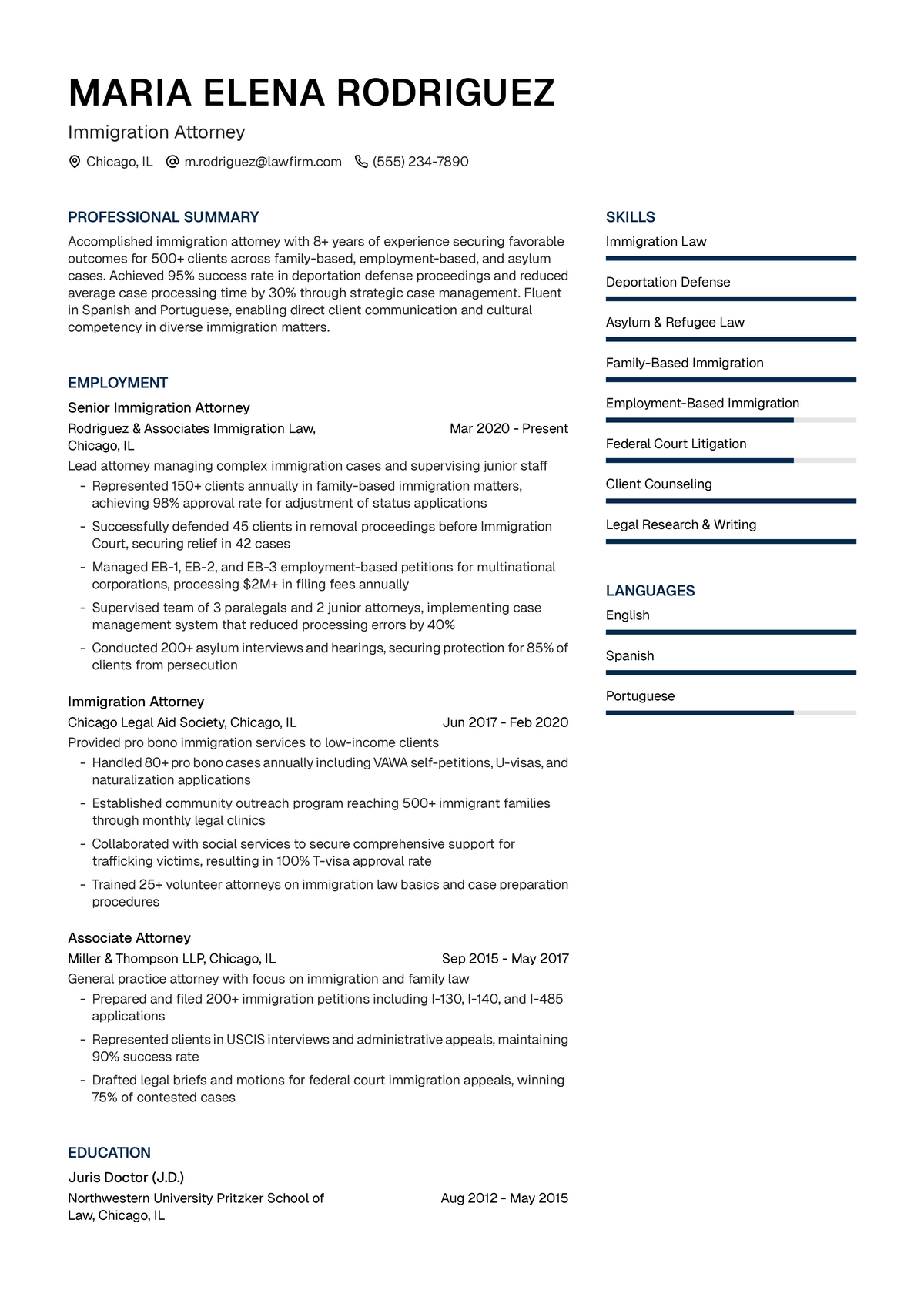 Immigration Lawyer Resume Example & Writing Guide | UseResume AI