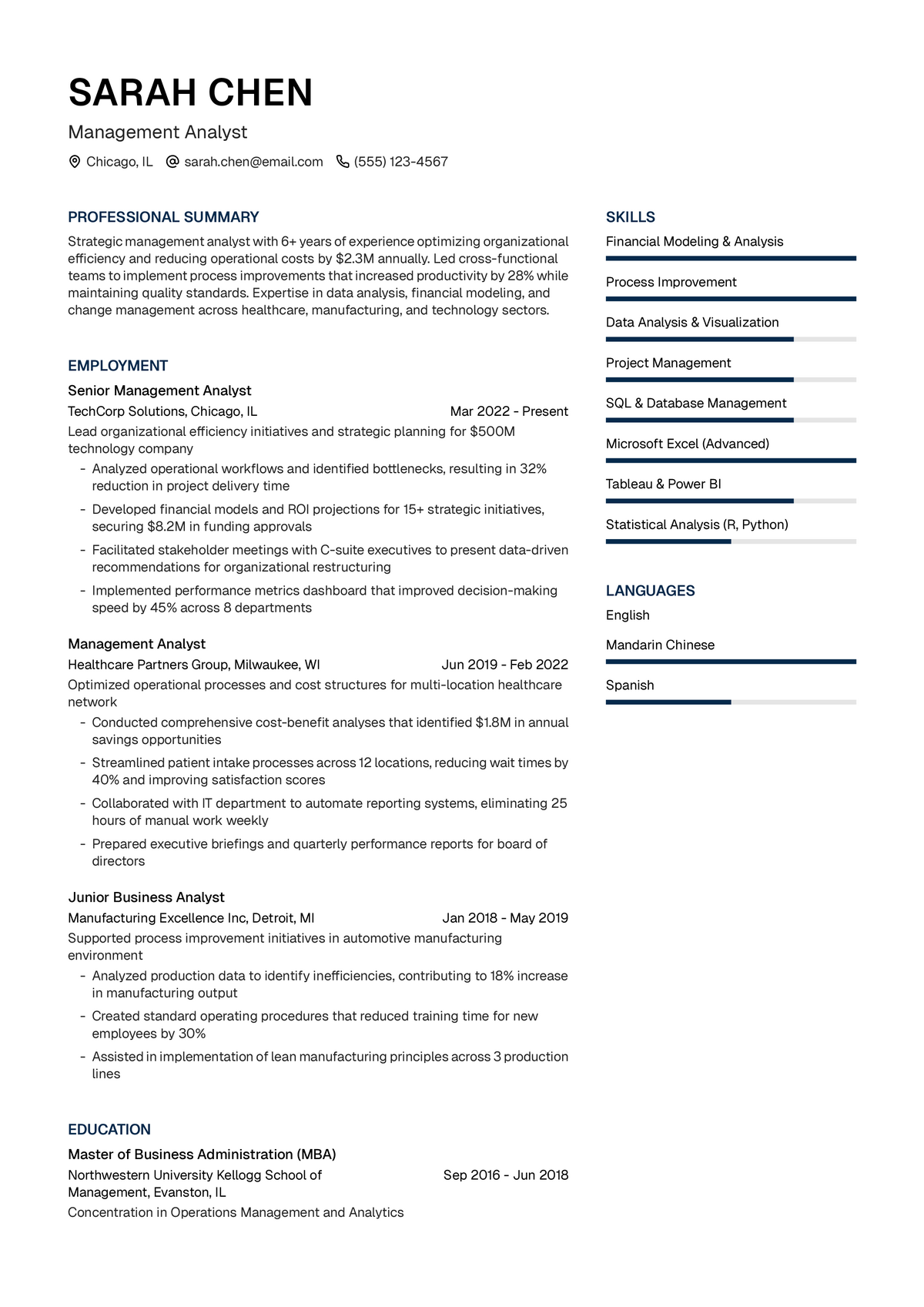 Management Analyst Resume Example & Writing Guide | UseResume