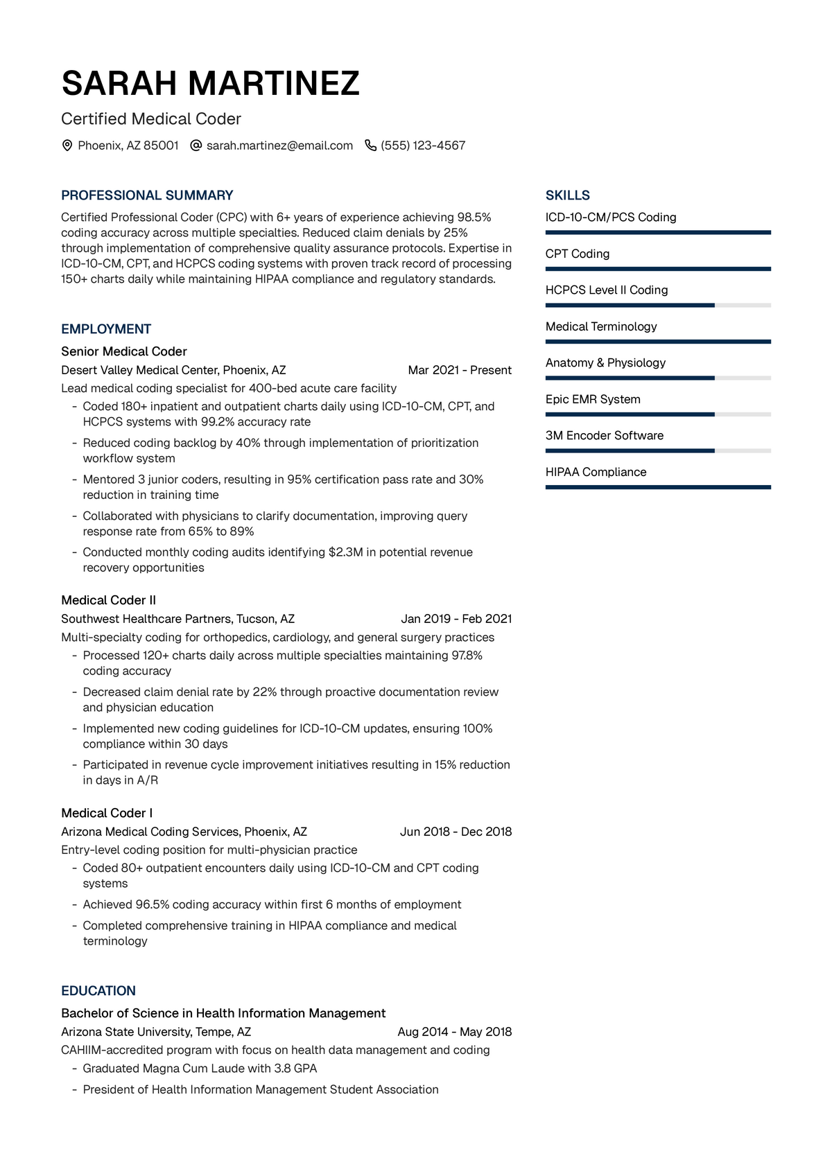 Medical Coder Resume Example Writing Guide Useresume Ai Useresume Ai