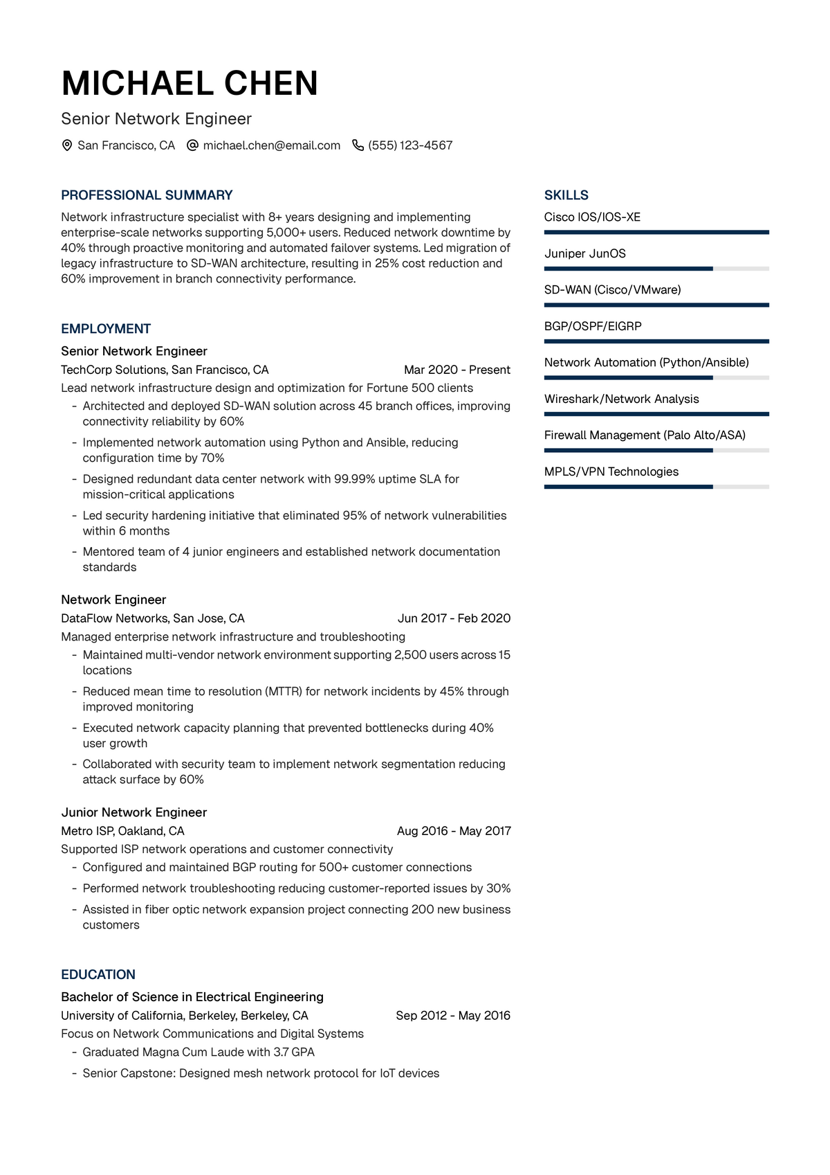 Network Engineer Resume Example & Writing Guide | UseResume