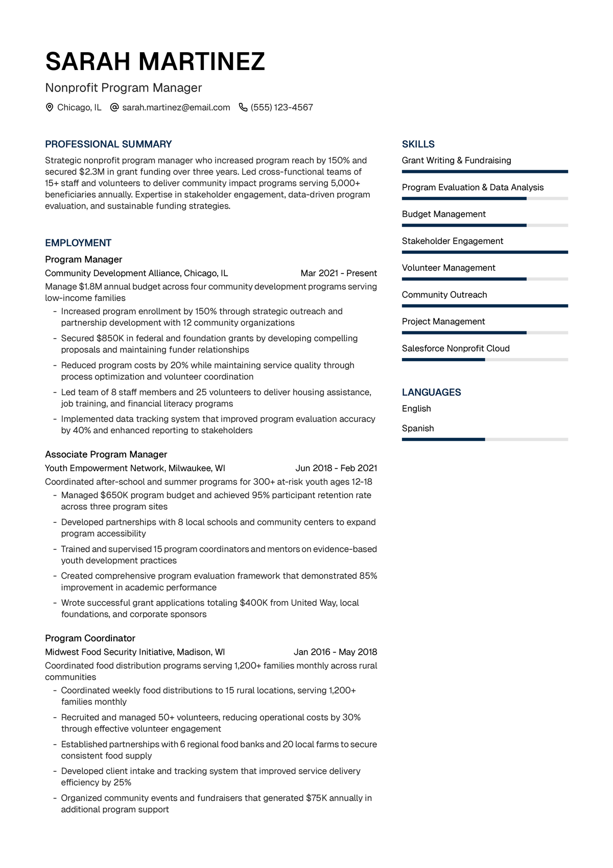 Nonprofit Program Manager Resume Example & Writing Guide | UseResume