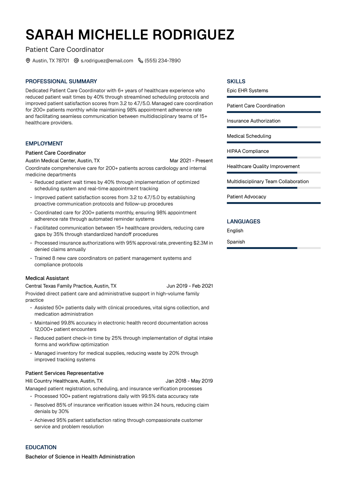Patient Care Coordinator Resume Example & Writing Guide | UseResume