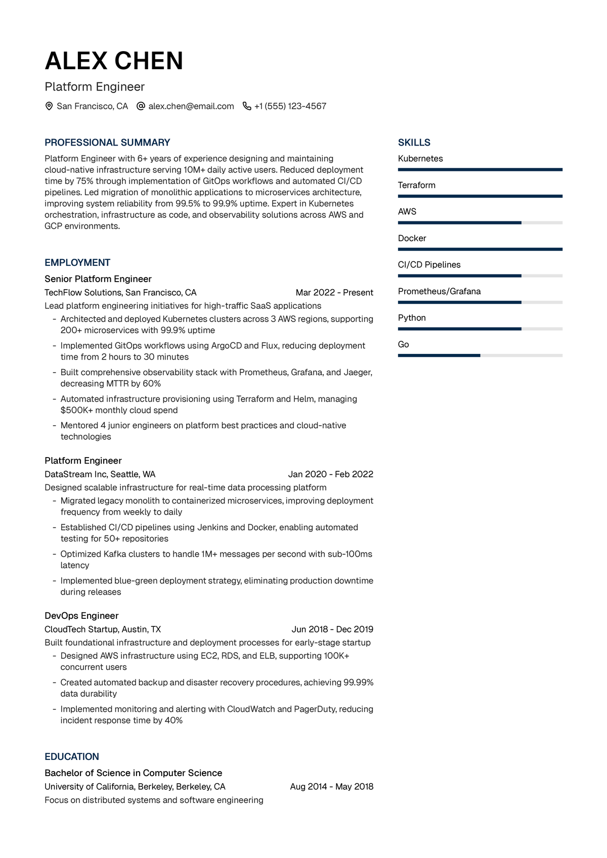 Platform Engineer Resume Example & Writing Guide | UseResume