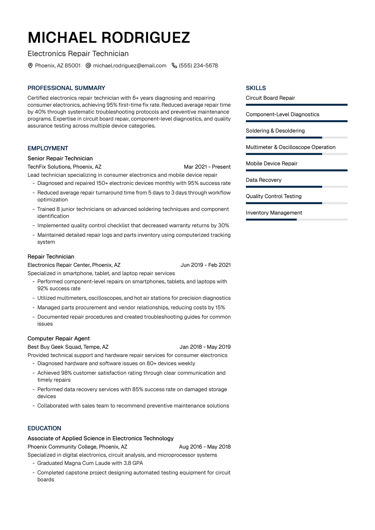 Repair Technician Resume Example & Writing Guide | UseResume
