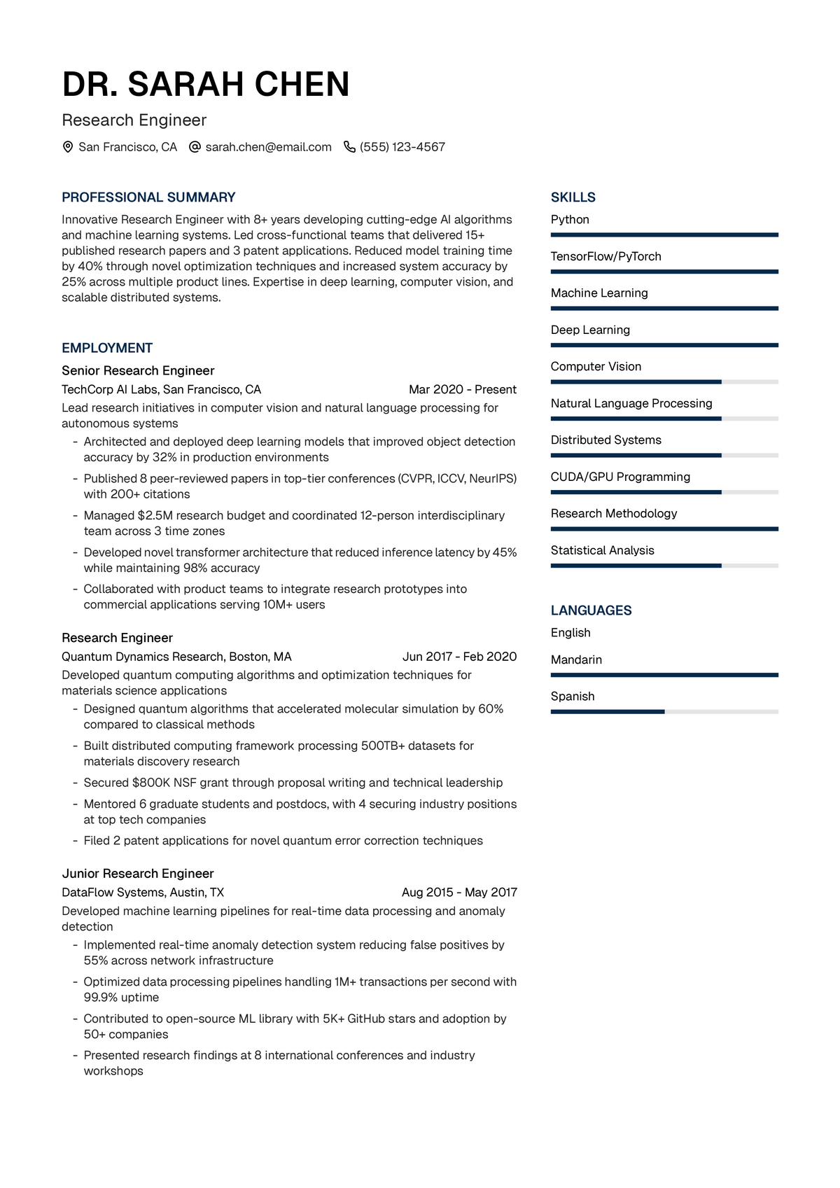 Research Engineer Resume Example & Writing Guide | UseResume