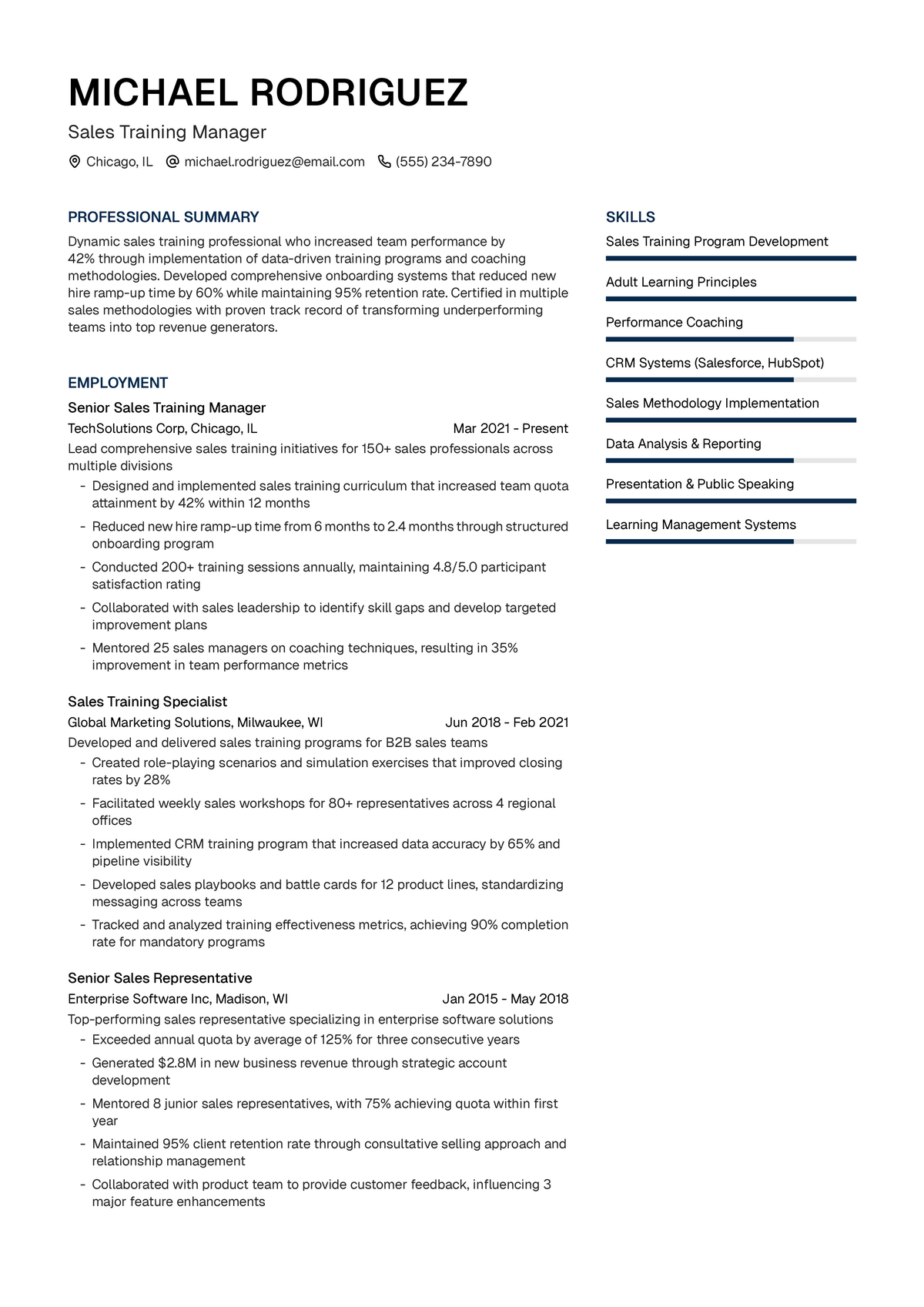 Sales Trainer Resume Example & Writing Guide | UseResume