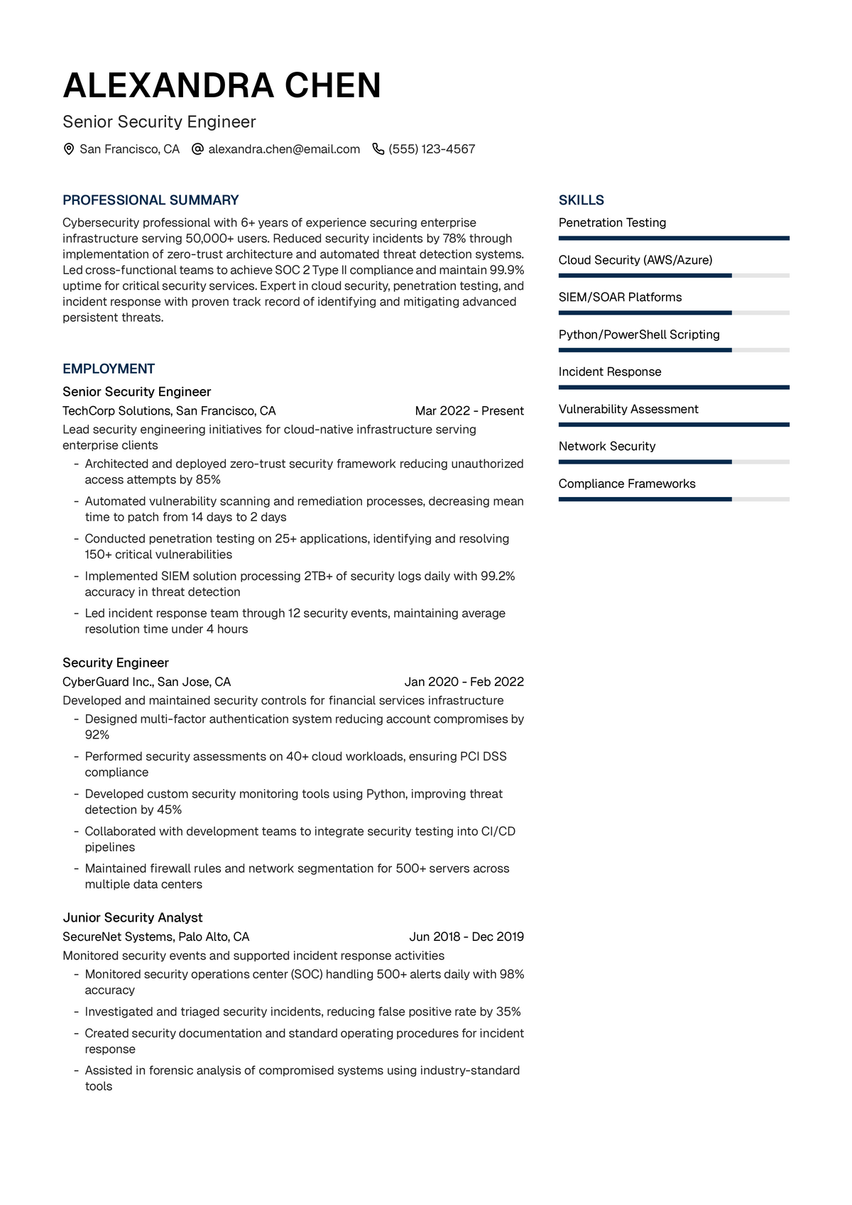 Security Engineer Resume Example & Writing Guide | UseResume AI ...