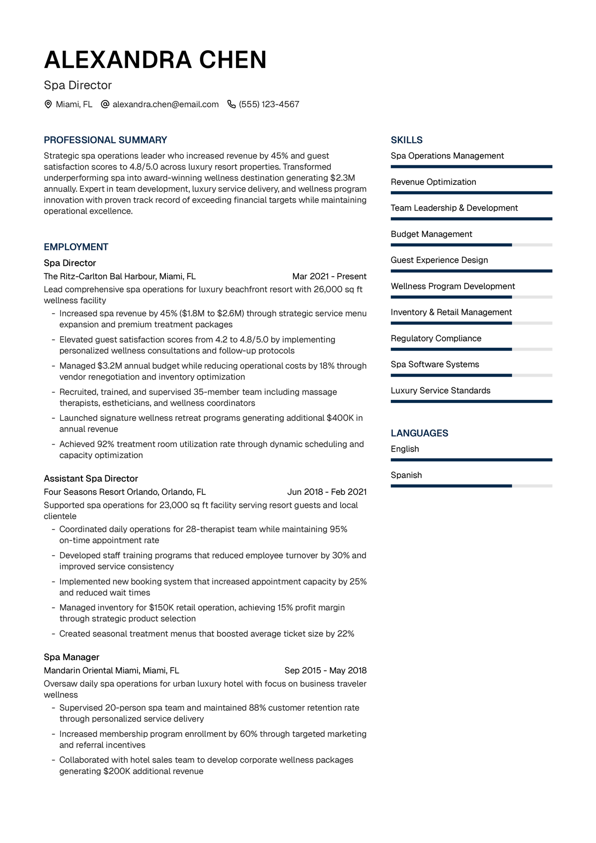 Spa Director Resume Example & Writing Guide | UseResume