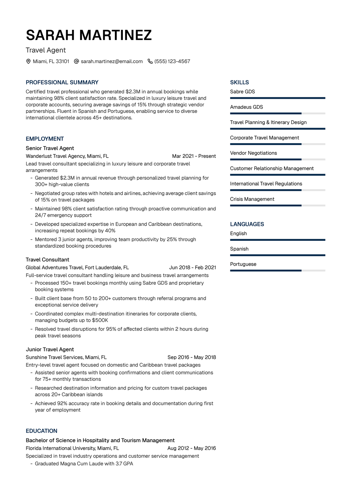 Travel Agent Resume Example & Writing Guide | UseResume
