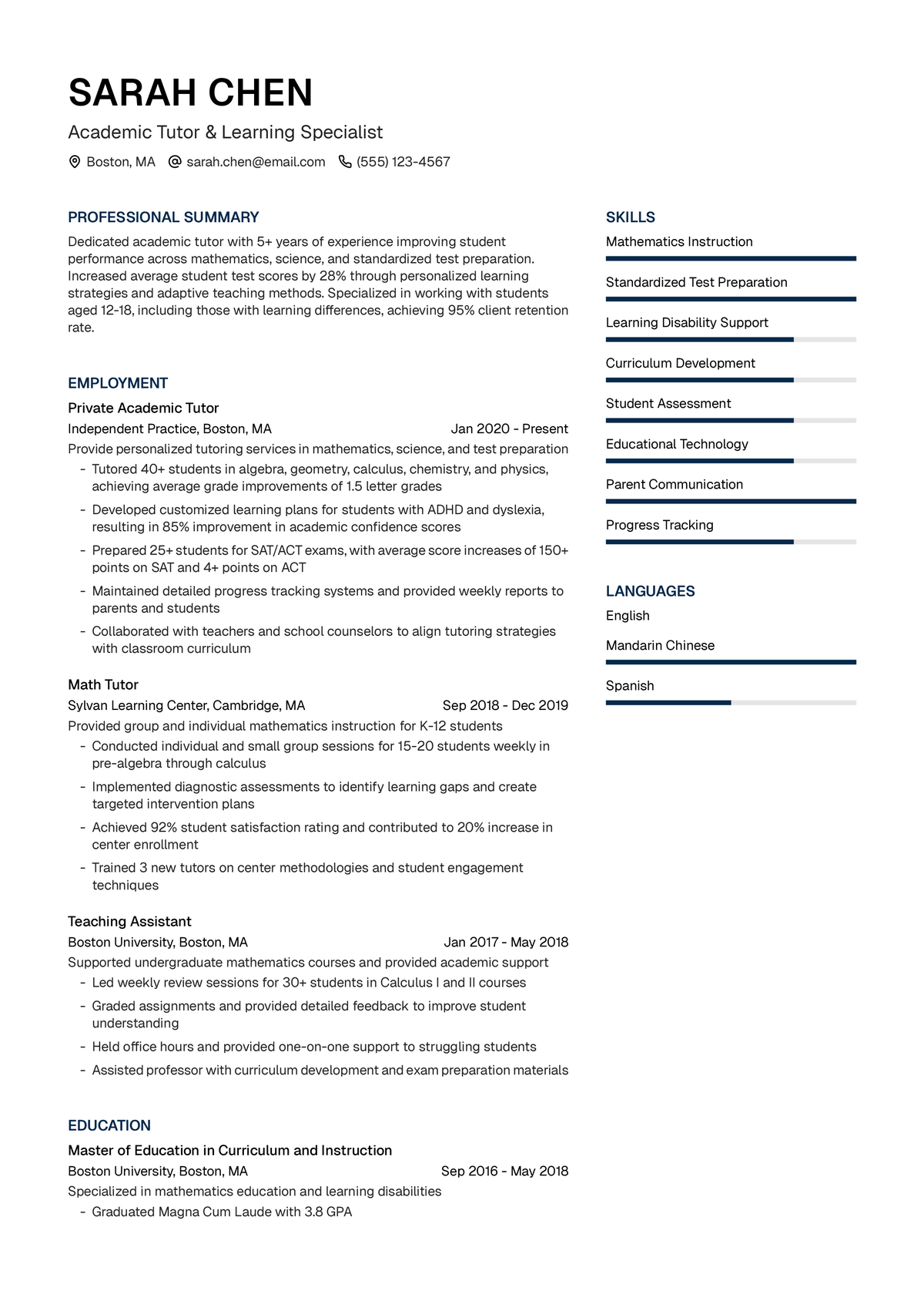Tutor Resume Example & Writing Guide | UseResume